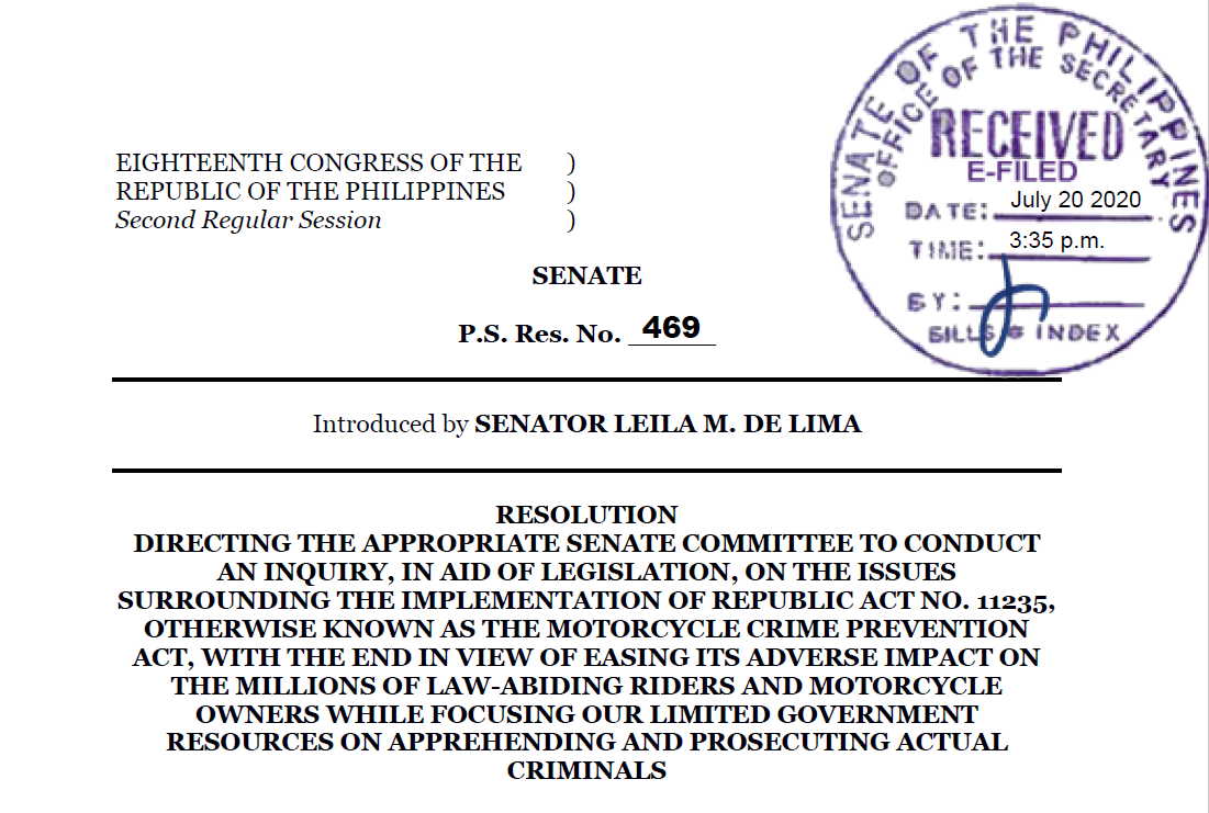 De Lima seeks to revisit ‘Doble Plaka’ law
