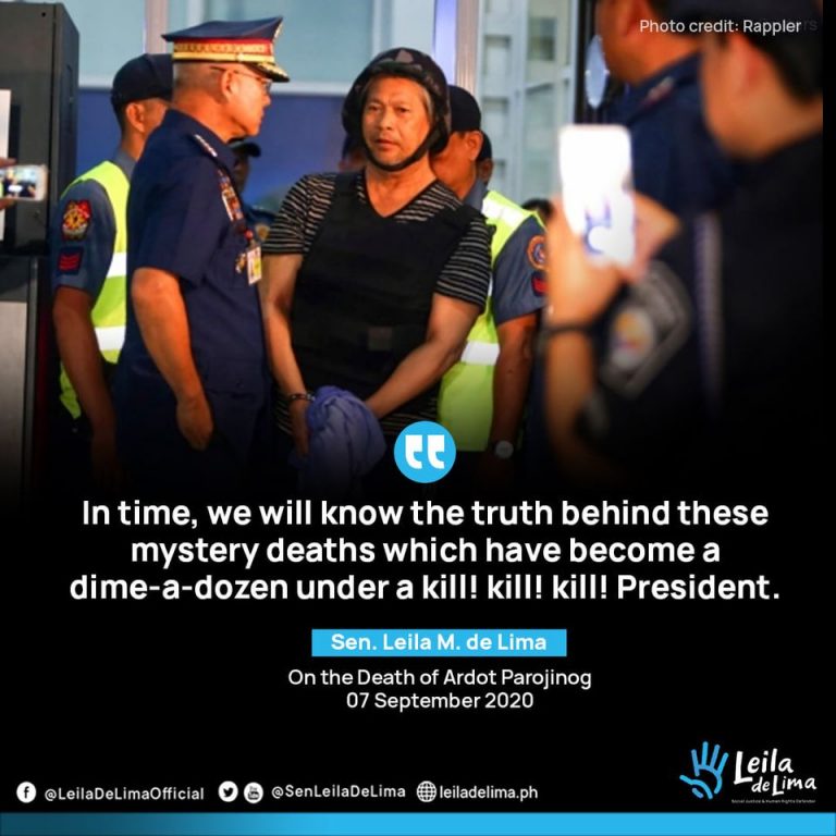 Dispatch from Crame No. 903: Sen. Leila M. de Lima on the death of ...