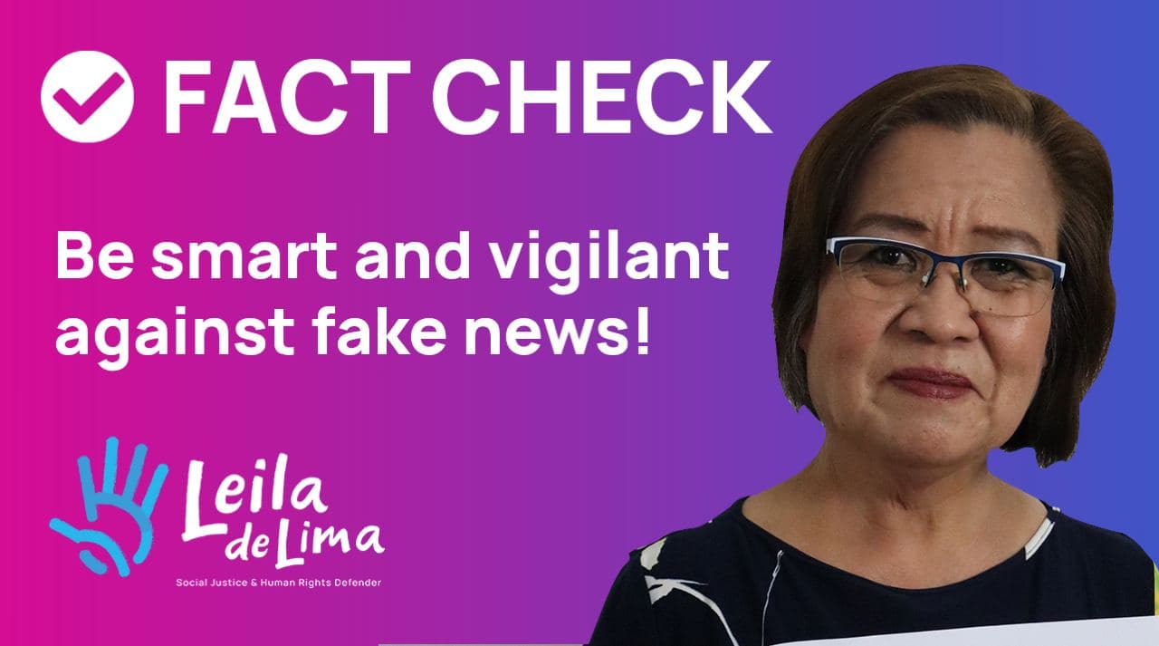 De Lima dispels spread of false information about her alleged ...